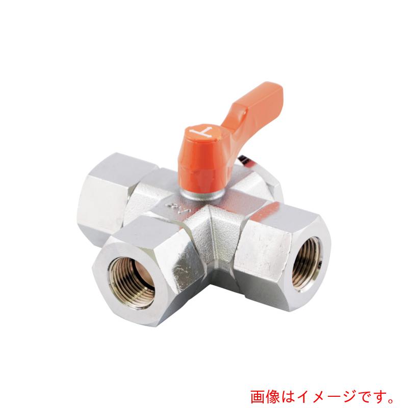 特長 ●Tポートの三方弁となります。 ●T字方向の流量の切替が可能です。 ●分水・混水にも対応可能です。 仕様 ●高さ(mm)：47 ●使用流体：水、空気、油（材質に悪影響のない流体） ●接続口径D1：PT3/8 ●接続口径D2：PT3/8...