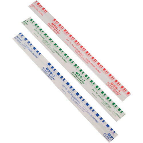 特長 ●測定部のメタル等を油膜による誤差が出ないよう脱脂します。 ●脱脂した測定部にゲージを載せメタルを規定値で締め付けた後、また外します。 ●メタルを外すとゲージが潰れて広がっているので、包み袋に印刷されている幅に合わせて数値を読み取りま...