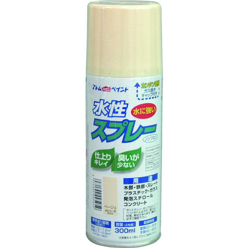 特長 ●霧が細かいので、誰でも綺麗に塗装ができます。 ●指が疲れにくい、軽いタッチのプッシュボタンです。 ●乾いた塗膜は水に強く、落ちません。 用途 ●鉄部、木部、コンクリート、ガラス、発泡スチロール、段ボール紙、プラスティック（アクリル・...