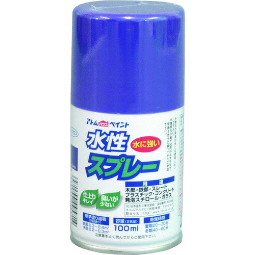 特長 ●霧が細かいので、誰でも綺麗に塗装ができます。 ●指が疲れにくい、軽いタッチのプッシュボタンです。 ●乾いた塗膜は水に強く、落ちません。 用途 ●鉄部、木部、コンクリート、ガラス、発泡スチロール、段ボール紙、プラスティック（アクリル・...