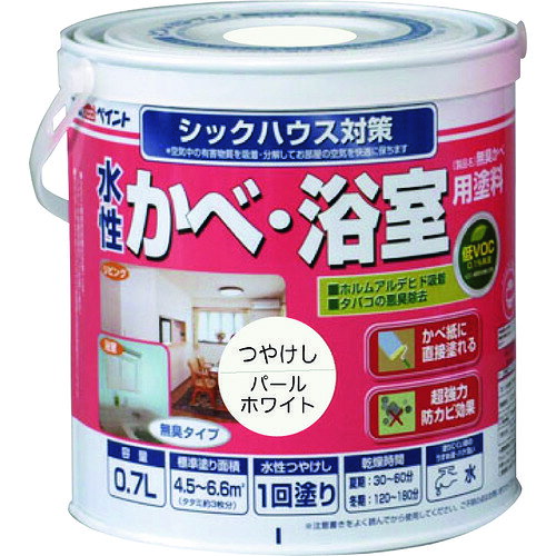 特長 ●超強力防カビ剤配合なので、カビの気になる室内かべにお奨めです。 ●塗料に含まれるVOC（揮発性有機化合物）は0.1％以下ですので、高い安全性を有しています。 ●かべ紙（ビニルクロス）に直接塗れます。 ●シックハウスの原因とされるホル...
