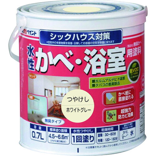 特長 ●超強力防カビ剤配合なので、カビの気になる室内かべにお奨めです。 ●塗料に含まれるVOC（揮発性有機化合物）は0.1％以下ですので、高い安全性を有しています。 ●かべ紙（ビニルクロス）に直接塗れます。 ●シックハウスの原因とされるホル...