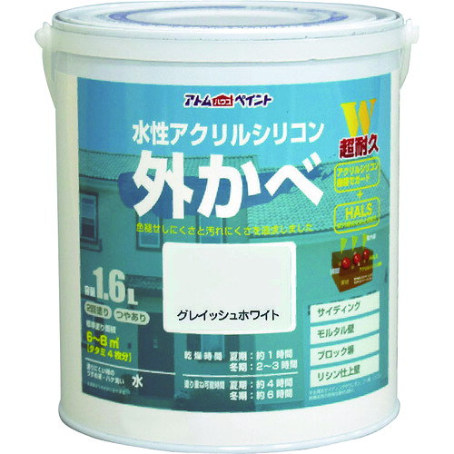 特長 ●アクリルシリコン樹脂にHALS(紫外線劣化防止剤)をプラスした高機能外壁用塗料です。 ●汚れが付きにくく、付いた汚れも落としやすい塗料です。 用途 ●塗り替え(適応下地：アクリルリシン、吹付けタイル、水性塗膜)に。 ●サイディング(...