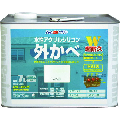 特長 ●アクリルシリコン樹脂にHALS(紫外線劣化防止剤)をプラスした高機能外壁用塗料です。 ●汚れが付きにくく、付いた汚れも落としやすい塗料です。 用途 ●塗り替え(適応下地：アクリルリシン、吹付けタイル、水性塗膜)に。 ●サイディング(...