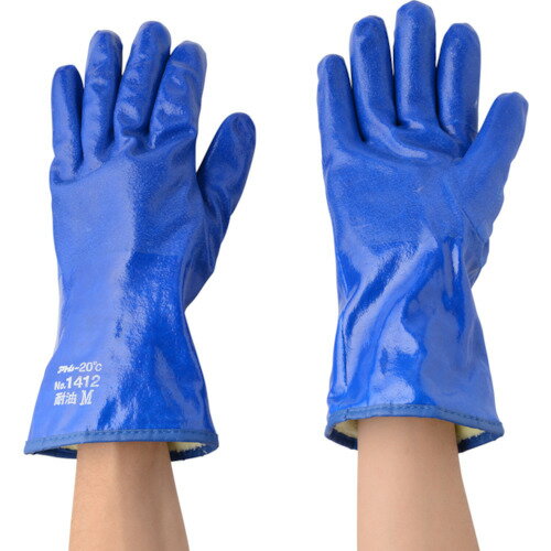 特長 ●マイナス20℃でも柔らかい耐寒性・耐油性に優れたニトリル手袋です。 ●内側にブランケットインナーを縫い込んだ2重タイプの重防寒手袋です。 用途 ●漁業 ●水産加工 ●冷凍庫作業 ●各種冬期作業に 仕様 ●色：青 ●サイズ：M ●全長...