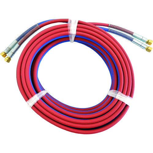 用途 ●酸素アセチレンガス溶接溶断用ホース部品 仕様 ●ホース内径(mm)：5 ●ホース長さ(m)：15 ●常用圧力(MPa)：酸素0.99　アセチレン0.13 ●G型ホース(ネジ式)15m ●ねじサイズ：M16×1.5（アセチレン側は左ね...