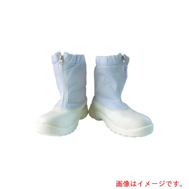 特長 ●高度クリーンルームに好適なブーツタイプの制電靴です。 ●軽量・クッション性に優れています。 仕様 ●寸法(cm)：29.0 ●足幅サイズ：EEEE ●色：ホワイト ●ISO Class：5(Fed/STDクラス100)相当 ●電気抵...