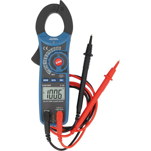 特長 ●最大測定導体径Φ30mmのクランプメーター ●非接触AC検電機能付き。 ●テストリードによる各種測定のほか、付属のK熱電対で温度の測定にも対応 仕様 ●直流電流(A)：400 ●交流電流(A)：400 ●直流電圧(V)：400 ●交...
