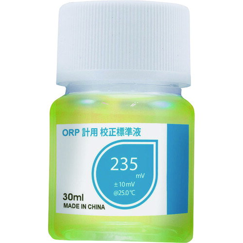 特長 ●防水ORP計 ORP-1000PE用の校正標準液です。 仕様 ●奥行(mm)：35 ●高さ(mm)：57 ●適合機種：CDW-1000PE ●内容量：30ml 質量・質量単位 ●40.0g 注意事項 ●本体付属の標準液がなくなった場...