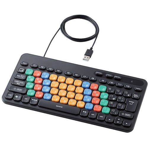 特長 ●正しいキー入力が楽しく覚えられる、パソコン学習用有線キーボード“KEY PALETTO(キーパレット)”です。 ●大阪電気通信大学の兼宗進副学長監修のもと、操作を理解しやすい印字や、押し間違いしにくいキーのかたちなど、はじめてキーボ...