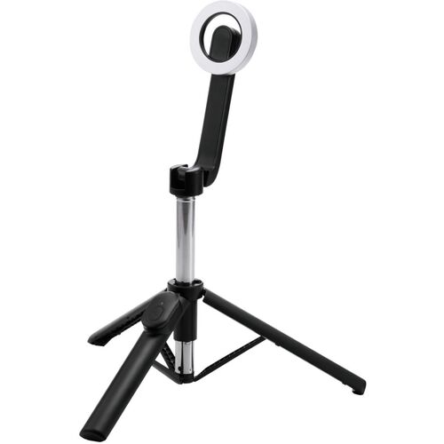 特長 ●脚を収納すると自撮り棒としても使用できる2Way設計です。 ●広い場所での撮影や全身撮影におすすめです。 ●マグネット式で着脱も簡単。 ●Bluetooth(R)接続で離れた場所からスマホカメラのシャッターを切れるワイヤレスリモコン...