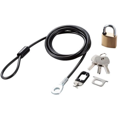 特長 ●ロックパーツA 1個 ロックパーツB 1個 ワイヤー(1.7m径4mm) 1本 南京錠 1個 鍵(ディンプルキー) 3本 ●スロットサイズ:縦3〜4mm×横6.5〜8mm×奥行2.0mm以上(筐体厚み含まず)筐体厚み1〜4.4mm ...