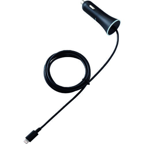 特長 ●自動車のアクセサリソケットからLightningコネクタを搭載しているiPhoneやiPadを充電できる車載充電器です。 ●最大12W(5V/2.4A)でiPhoneやiPadを充電できます。 ●約150cmの長いケーブルで充電時も...