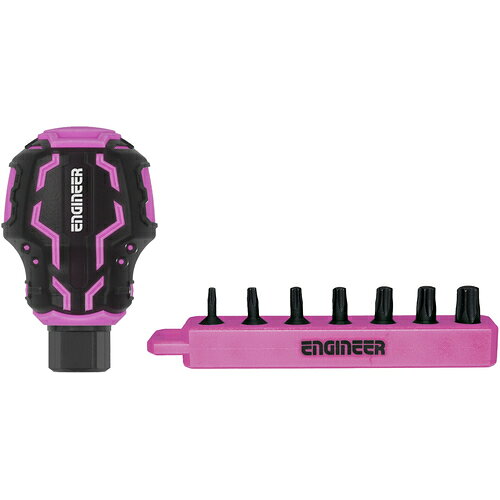 特長 ●ゲンバ女子御用達「PINK&BLACK」です。 ●STUBBYドライヴ(DZ-90P)とご家庭の狭い場所での組み立て、修理に便利なヘクスローブビット7本組のセットです。 ●ビットはサビが発生しにくいリン酸マンガン処理です。 ●全長6...