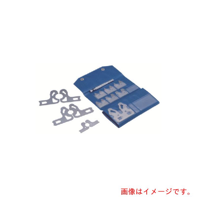 特長 ●円溝の凸凹、角溝の凸凹があるためワークの形状を問わずに使用可能です。 用途 ●測定に。 仕様 ●枚数(枚)：26 ●0.5〜13.0R(0.5トビ)枚数：26枚 ●バラ(単体)販売が可能 ●材質：ステンレス製 ●測定サイズ　L300...