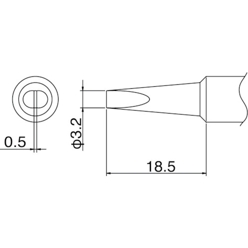 仕様 ●適合機種：FX-601、FX-8801、FX-8805 ●コテ先名称：3.2D型 ●ヒーター分離式 質量・質量単位 ●12.0g 【メーカー名】白光（株） 【メーカー品番】T19-D32