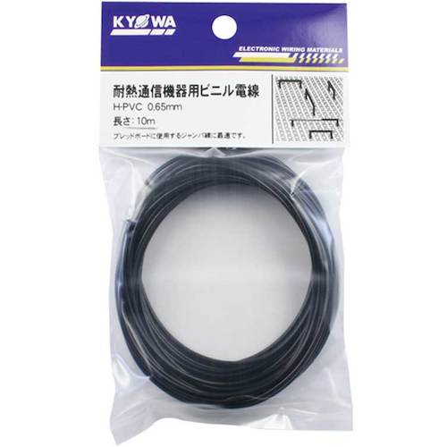 特長 ●単線導体を使用していますのでエッジングが容易です。 ●耐熱性に優れています。 用途 ●ブレッドボードのジャンパー線 ●電気機器、電子機器、計測器等の内部配線 仕様 ●色：黒 ●芯数：1 ●仕上がり外径(mm)：約1.45 ●長さ(m...