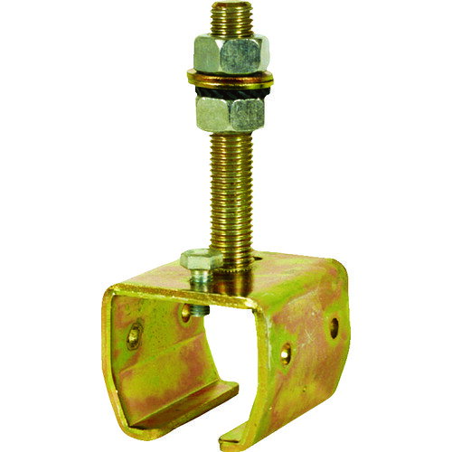 特長 ●ハンガーレールを上から吊るす金具です。 用途 ●ハンガーレールを上から吊るす金具。 ●ドアハンガー用のボルト式の一連受。 仕様 ●品名：ボルト一連受 ●適合レール：21号 ●欧州規格EN1527適合品 材質 ●スチール（電解めっき処...