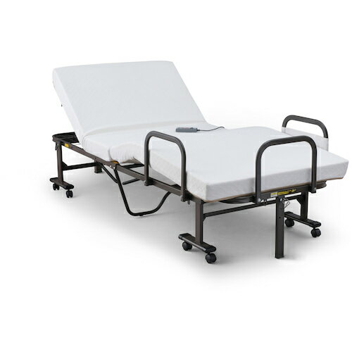 特長 ●組立不要で、すぐに使える折りたたみ電動リクライニングベッドです。 ●（※サイドグリップのみ取り付けが必要です。 ●）立ち上がりやすい高床タイプです。 ●リモコンを押すとワンタッチで、背もたれと脚部が連動してリクライニングします。 ●...