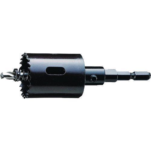 特長 ●六角シャンクタイプで充電ドライバー対応しています。 ●切りクズが簡単に除去できる排出用スプリング装備です。 用途 ●用途：鉄板、ブリキ、アルミ真鋳板、木材、合板、塩ビ板、パイプ等の穴あけに最適　薄ステンレス板 （1.6mm）対応 仕...