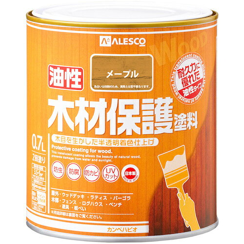 特長 ●木目をいかしたまま表面に塗膜を作らず着色するので、木材の持つ自然な風合いを引き立たせます。 ●木材保護成分も配合されているので防虫・防腐・防カビ・防藻・UVカット効果を発揮します。 ●浸透性に優れ、耐久力が高い油性タイプ。 ●保護効...