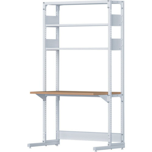 特長 ●業務資料の整理整頓や事務作業に最適なデスク付きの棚です。 ●棚とデスク天板はボルトで固定するだけで簡単に組み立てることが可能です。 ●棚の位置は収納物に応じて2.5cm単位で、工具なしでフレキシブルに設定できます。 ●別売りの棚セッ...