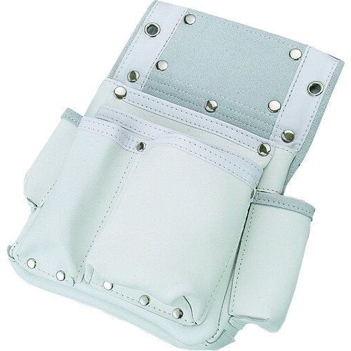 特長 ●牛皮を使用しております。 ●ヨレ防止加工が施されています。 用途 ●作業工具、小物類の収納に。 仕様 ●色：白 ●形状：釘袋サイドポケット付白 ●幅(mm)：200 ●奥行(mm)：70 ●高さ(mm)：300 ●ベルト通し幅(mm...