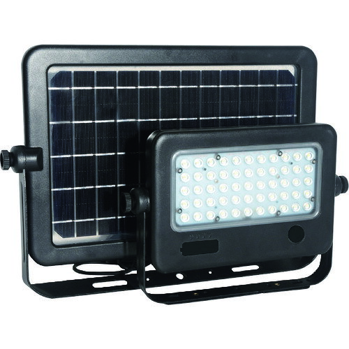 特長 ●太陽光で充電し点灯する人感センサー付きLED投光器です。 ●バッテリーは投光器の点灯だけでなく、スマートフォンなどの充電にも使用可能です。 用途 ●電源のない場所の投光器に。 ●ポータブル充電器に。 仕様 ●高さ(mm)：236 ●...