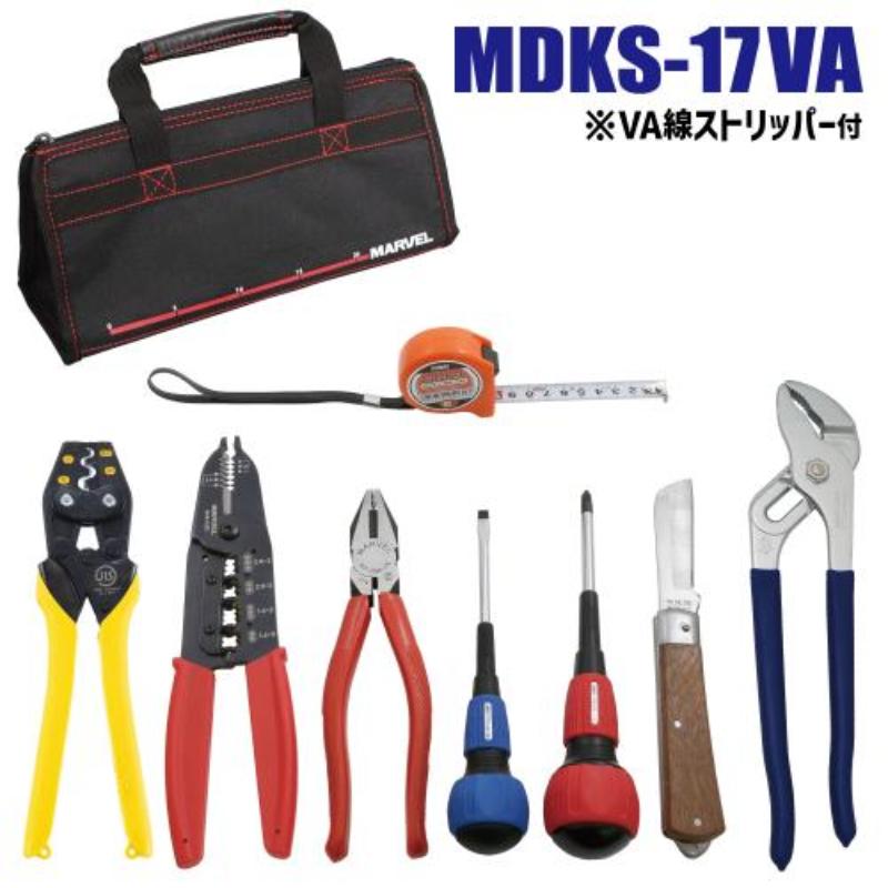 ●電気工事士技能試験。標準工具+VA線ストリッパーセット。 ●セット内容： MH-17S:圧着工具、MVA-1620:VA線ストリッパー、+2-100:プラスドライバー、-5.5-100:マイナスドライバー、GWP-250H:ウォーターポン...