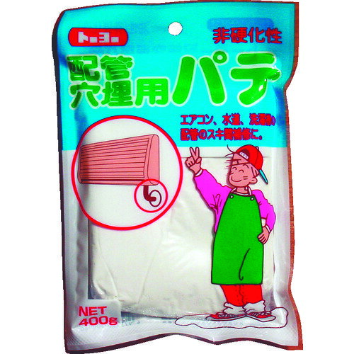 特長 ●作業後すぐに使用でき、手につきにくく、物によくつきます。 用途 ●エアコンの配管取付部のすき間や充填穴埋めに。 仕様 ●色：白 ●容量(g)：400 ●施工面積：13cm×13cm(1cm厚) ●非硬化 ●作業時間：そのまますぐ ●...