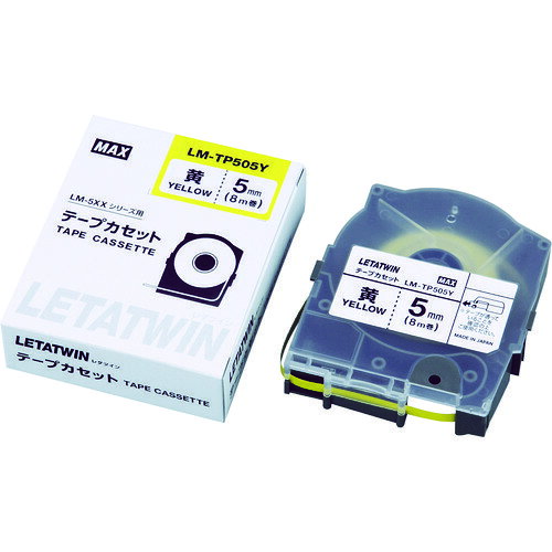 仕様 ●品名：レタツイン用テープカセット ●適合機種：LM-550W3・500W3・500F3・550W2・500W2・500F2C・500F2・550W・500W・500 ●色：黄 ●テープ寸法(mm×m)：5×8 ●内容：9mm幅×8m...