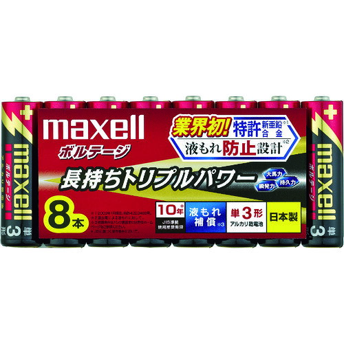 特長 ●新亜鉛合金を採用した液漏れ防止設計です。 ●電動歯ブラシからリモコンまで幅広い用途で性能を発揮、保管用としても最適です。 ●10年間液もれ補償付です。 仕様 ●タイプ：単3 ●使用推奨期限(年)：10 ●電圧(V)：1.5 ●バック...
