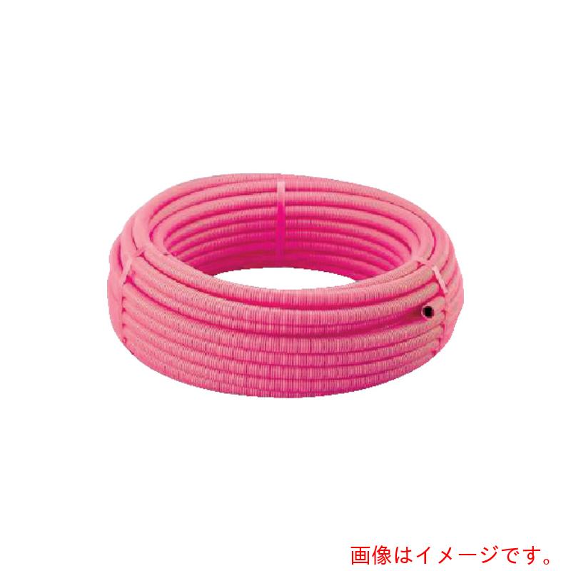 特長 ●衝撃に強く、圧縮復元性、屈曲弾力性に優れています。 用途 ●給湯管用。 ●樹脂管の保護管。 仕様 ●外径(mm)：30.5 ●色：ピンク ●長さ(m)：50 ●適合樹脂管：13A ●近似内径(mm)：24 ●サヤフレキ　給湯用(ピン...