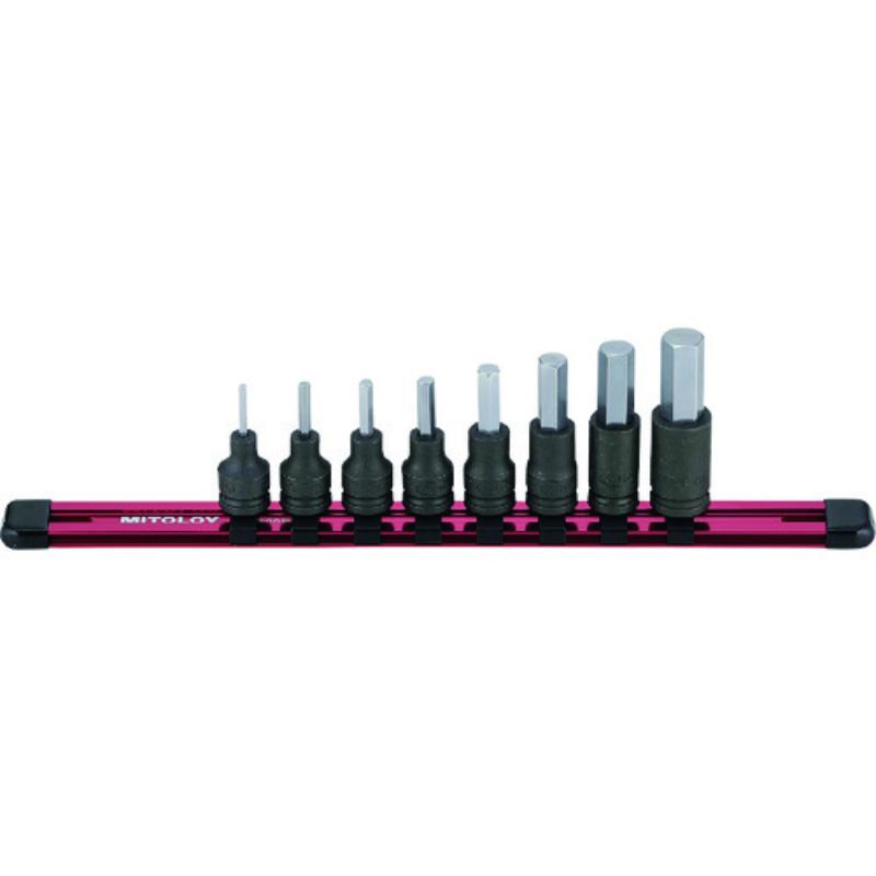 ●差込角9.5mm用 ●重量： 546g 【セット明細】 ● ヘックスソケット（パワータイプ）： 3・4・5・6・8・10・12・14mm ●ソケットホルダー用レール（SH-300R…1）、クリップ（SH3-C…8） ●適用ピン・リング付 ...