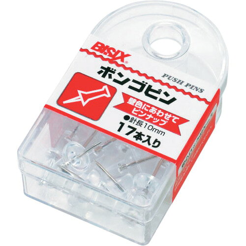 特長 ●かたい面でも安心して使用できる釘式針を採用したプッシュピンです。 仕様 ●サイズ：針長10mm ●色：透明 ●包装：収納便利なPSケース（フック式） ●入数：約17本 材質 ●PS樹脂 ●鋼線 質量・質量単位 ●26.0g 【メーカ...