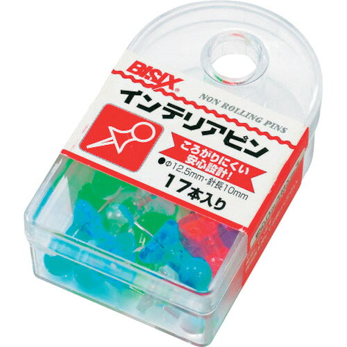特長 ●うっかり落としたとき、針が上を向かず、転がらない安心設計のピンです。 仕様 ●サイズ：針長10mm ●色：クリア調の緑、赤、青、紫、透明の5色アソート ●包装：収納便利なPSケース（フック式） ●入数：約17本 材質 ●PS樹脂 ●...
