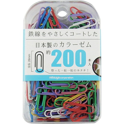 特長 ●全長28ミリのカラーゼムクリップです。 ●綺麗なカタチの日本製です。 仕様 ●色：赤・ピンク・紫・緑・黄・白・青の7色アソート ●寸法：全長28mm ●包装：収納便利なPSケース（フック式） ●入数：約200本 材質 ●ポリエチレン...