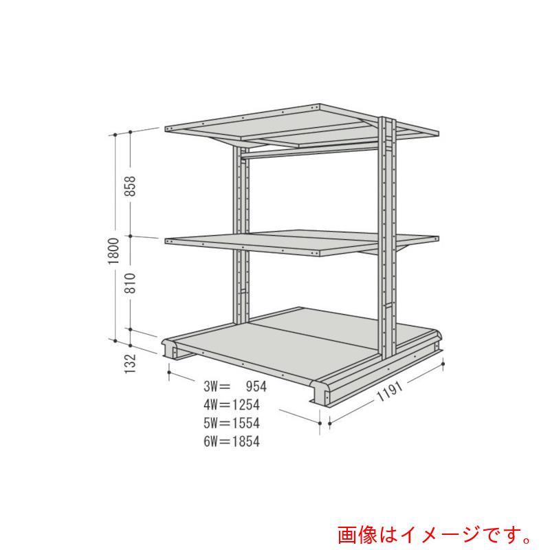 特長 ●前面に支柱が立たないため長尺物を保管するのに適した棚です。 仕様 ●間口(mm)：1254 ●奥行(mm)：1191 ●高さ(mm)：1800 ●色：オイスターホワイト ●棚段数(段)：3 ●均等積載量(kg/段)：150 ●タイプ...