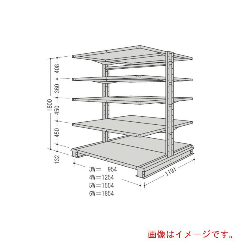 特長 ●前面に支柱が立たないため長尺物を保管するのに適した棚です。 仕様 ●間口(mm)：1254 ●奥行(mm)：1191 ●高さ(mm)：1800 ●色：オイスターホワイト ●棚段数(段)：5 ●均等積載量(kg/段)：150 ●タイプ...