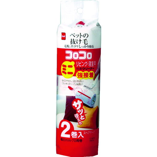 特長 ●凹凸のある表面でもしっかり取れるすじ塗り粘着テープです。 ●ペットの抜け毛もしっかり取れる強粘着タイプです。 ●クッキリテープ採用です。 用途 ●粘着クリーナー。 仕様 ●テープサイズ：80mm幅×70周 質量・質量単位 ●184....