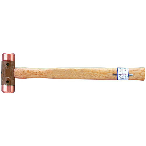特長 ●カッパーハンマーの本体部は黒心可鍛鋳鉄で熱処理をしているので、柄穴の変形がなく柄が折れにくいです。 ●ヘッド交換できる銅ハンマーです。 用途 ●金型作業に最適。 ●鋼板のヒズミ取り。 仕様 ●呼称(ポンド)：1/2 ●頭径(mm)：...