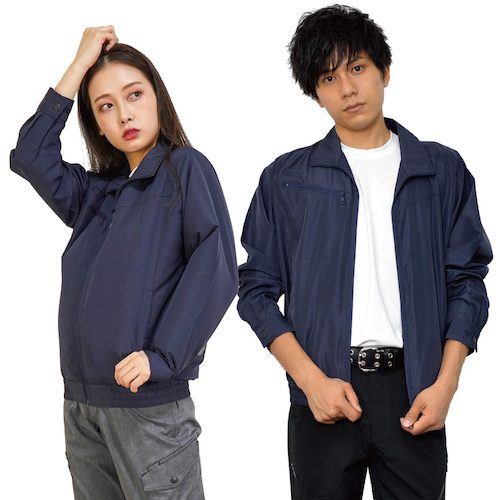 特長 ●風を逃がさない高密度ポリエステル100%のユニセックス仕様の空調ブルゾンです。 ●裏側背中部分には別売の保冷剤（155×110×25mm）を2個入れられるメッシュポケット付。 ●岡潮販売の空調セット「大容量バッテリーセット」、「モバ...