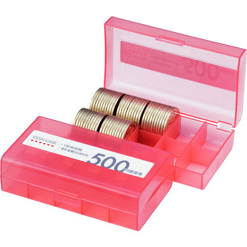 特長 ●硬貨10枚ごとに仕切りが付いています。 ●角型なので取扱いや保管に便利です。 仕様 ●硬貨収納枚数：500円 100枚 ●幅(mm)：100 ●奥行(mm)：60 ●高さ(mm)：30 ●色：赤 材質 ●ポリプロピレン(PP) 質量...