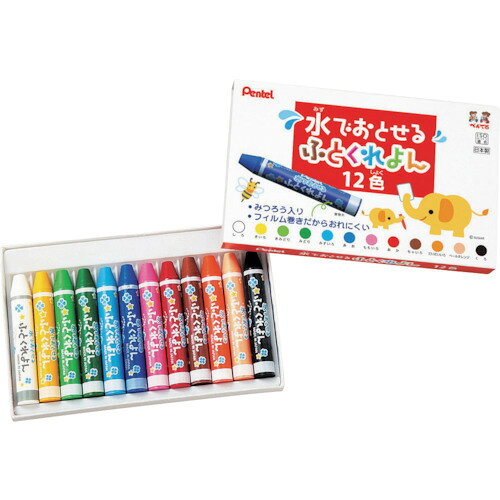 特長 ●ぬれ雑巾で簡単におとせるふとくれよんです。 ●みつろう入りです。 ●12色 ●容器：紙箱 材質 ●箱：紙　中仕切：PS　ラベル：PET　色軸：顔料・体質顔料・ワックス・オイル・活性剤・みつろう 質量・質量単位 ●115.0g 【メー...