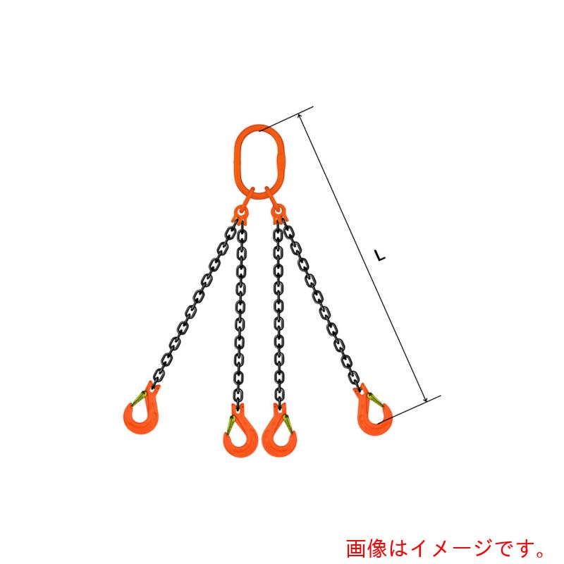 特長 ●ウィナー・グレード10を使用した4本吊り用チェーンスリングです。 ●摩耗に強く、長期間使用可能です。 ●日常点検、年間定期点検が容易に行えます。 仕様 ●基本使用荷重(t)：5.2 ●チェーン線径(mm)：8 ●有効長l(m)：3 ...