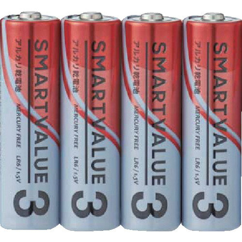特長 ●国内メーカー製造による使用推奨期限5年のオリジナルアルカリ乾電池です。 仕様 ●タイプ：単3 ●使用推奨期限(年)：5 ●規格：単3形 ●入数：1パック（4本入） ●電池 ●アルカリ乾電池 ●電圧：1.5V 質量・質量単位 ●0.0...