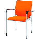 特長 ●コーディネートしやすいシンプルデザインの「GK−31シリーズ背クロスタイプ」固定脚タイプのミーティングチェア（肘付）／オレンジです。 ●ラウンド形状のパイプフレームに張りのあるクロスが体を心地よくサポートするクロステンションバックを...
