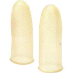 特長 ●指にフィットして感触が伝わりやすいので細かい作業に最適なロングタイプの指サックです。 仕様 ●内径(mm)：19 ●長さ(mm)：56 ●色：アメ色 材質 ●天然ゴム 質量・質量単位 ●0.014kg 注意事項 ●取り寄せ品につき発...