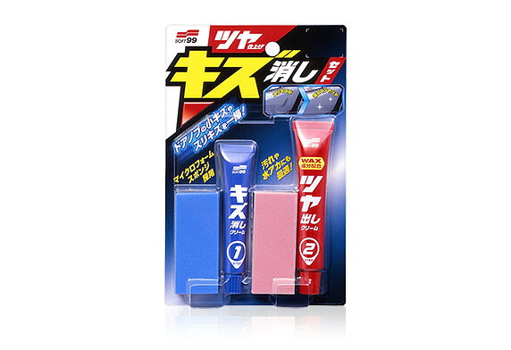 ●ちょっとしたキズ、くすみや汚れの固着等、塗装面のトラブルを手軽に解消できる、中細タイプの＜キズ消しクリーム＞と、極細タイプの＜ツヤ出しクリーム＞の2種類をセット。 ●専用スポンジ付きで、垂直、水平を問わず塗装のどの面でも均一な力で研磨でき...