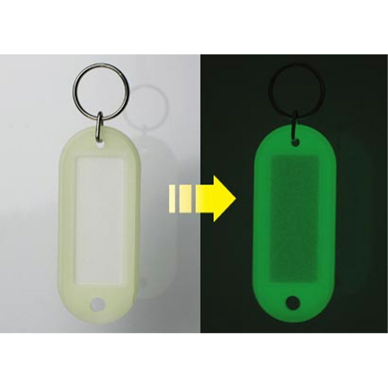 ●光を蓄えて発光するキーホルダー名札 ●非常用品に取付ければ停電時にすぐに見つけることが出来ます ●両面表示タイプです。 ●二重リングでしっかり取り付け出来ます。 ●主な材料： 表示面:PP ●サイズ： 商品:26×81×4mm、表示スペー...
